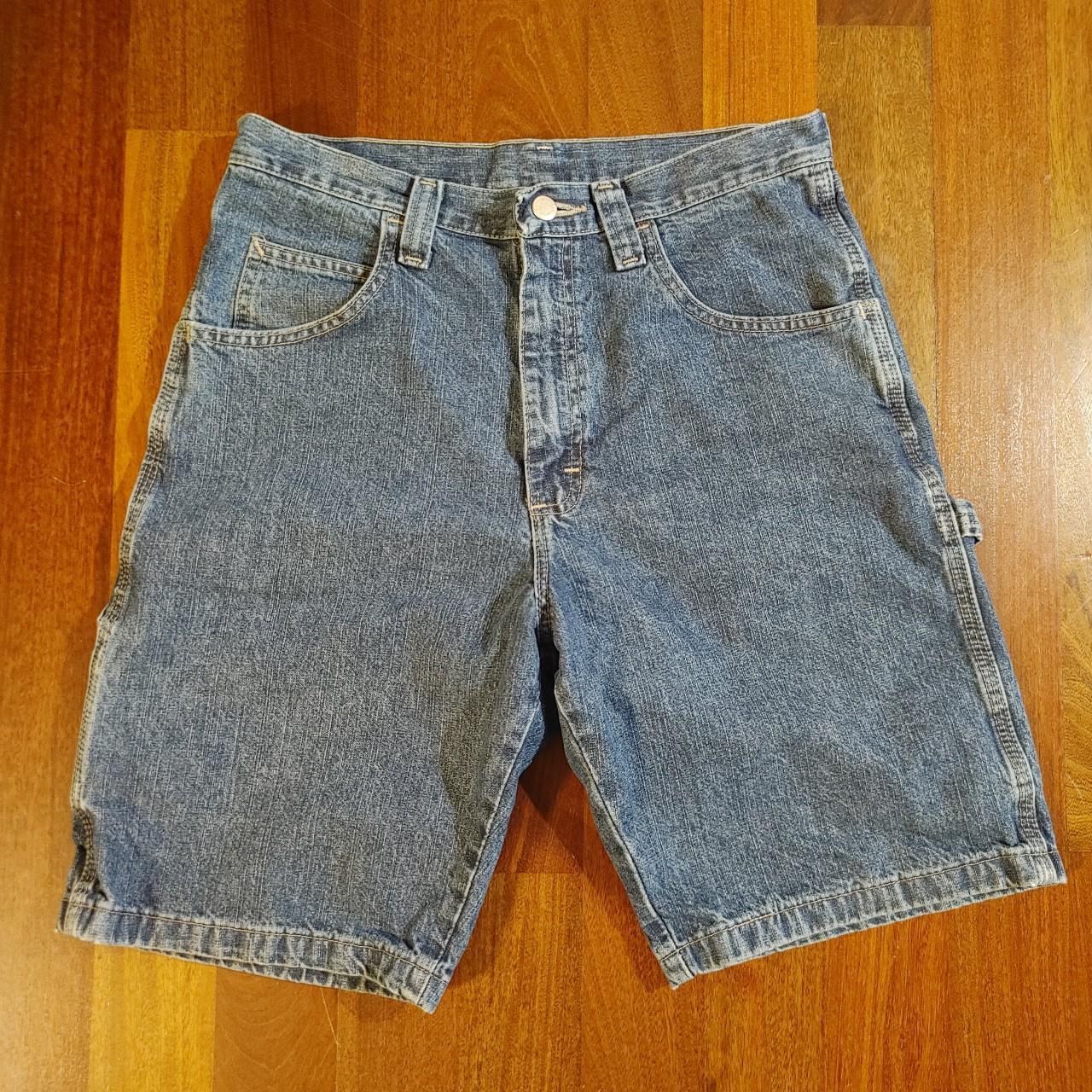 Wrangler blue wash carpenter work jorts Nice baggy... - Depop