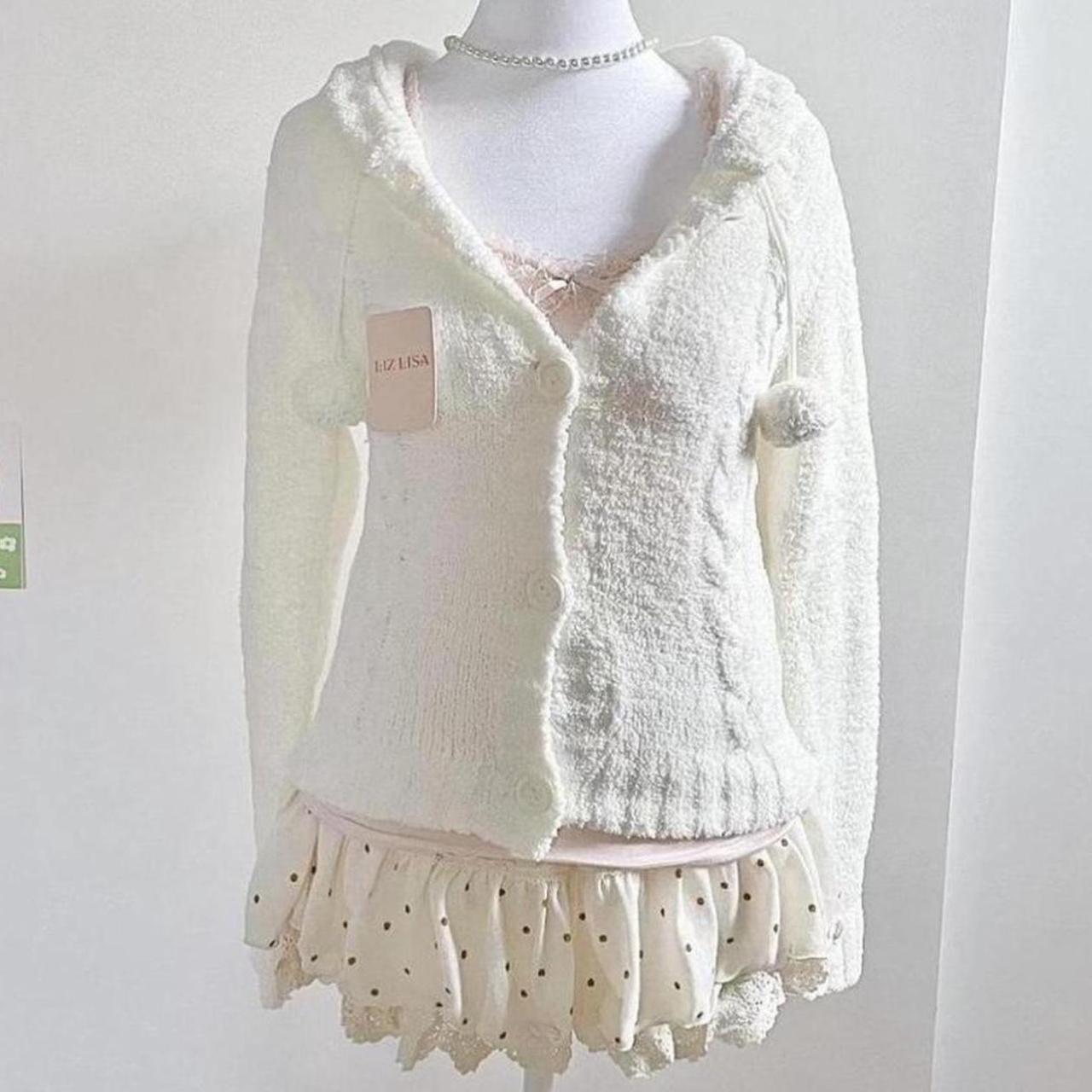 fluffy liz lisa jacket - has super cute pom poms -... - Depop