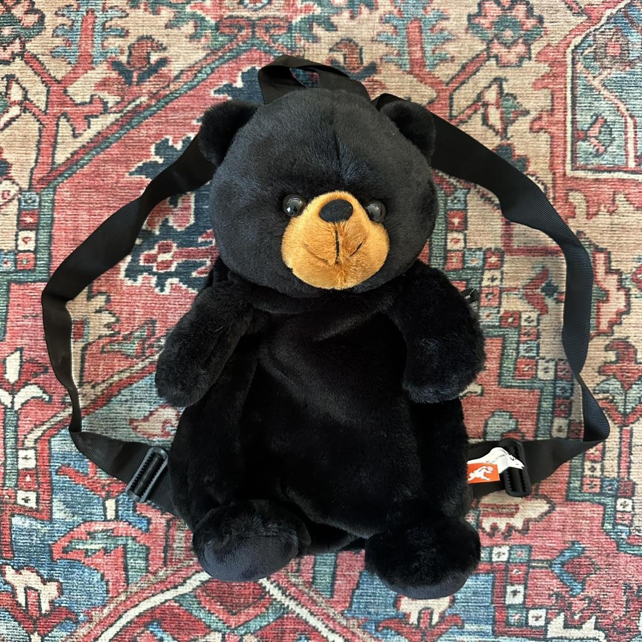 Black and brown plush bear backpack. 💫 | Depop
