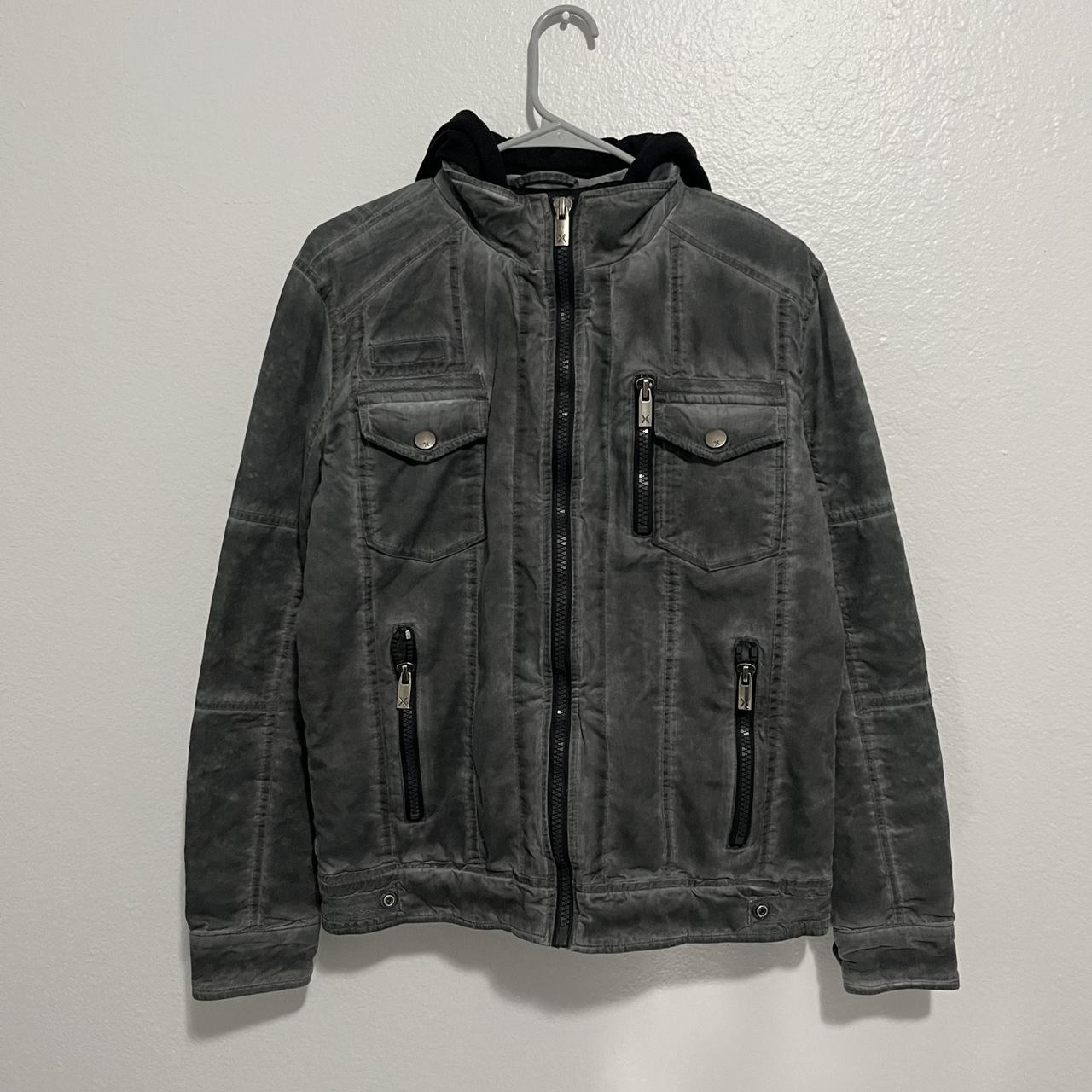 Xray jeans motorcycle jacket lined gray mens... - Depop