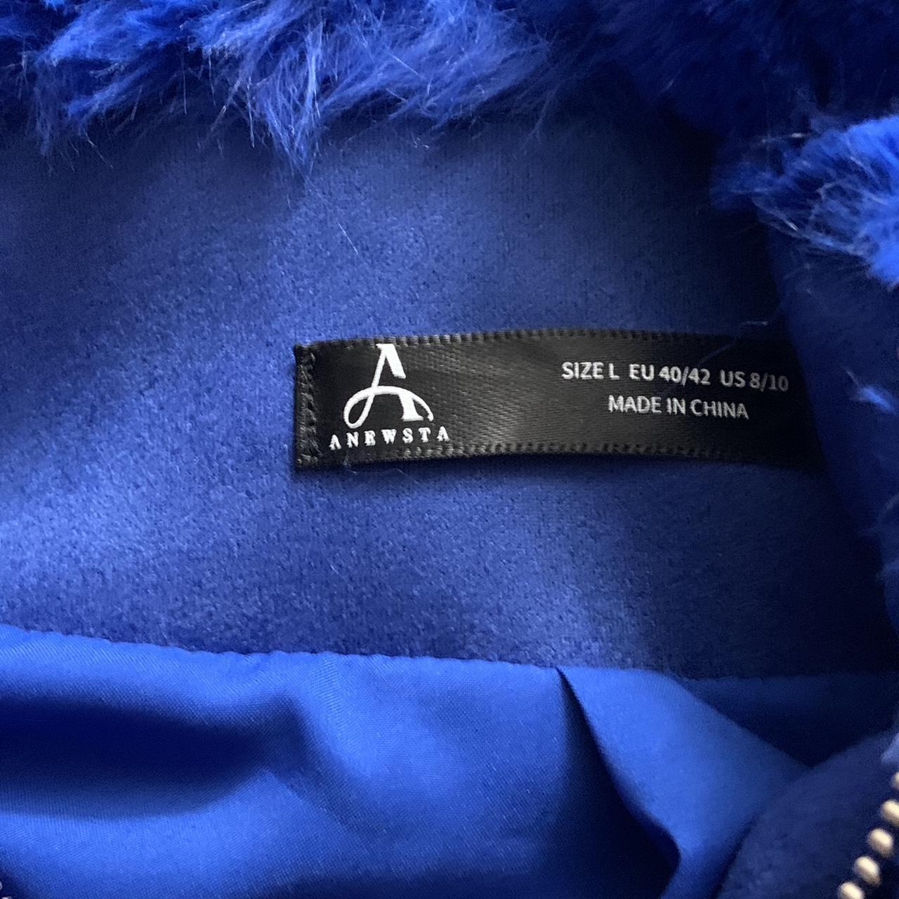 ANEWSTA Fluffy fur bright blue womens jacket Fits... - Depop