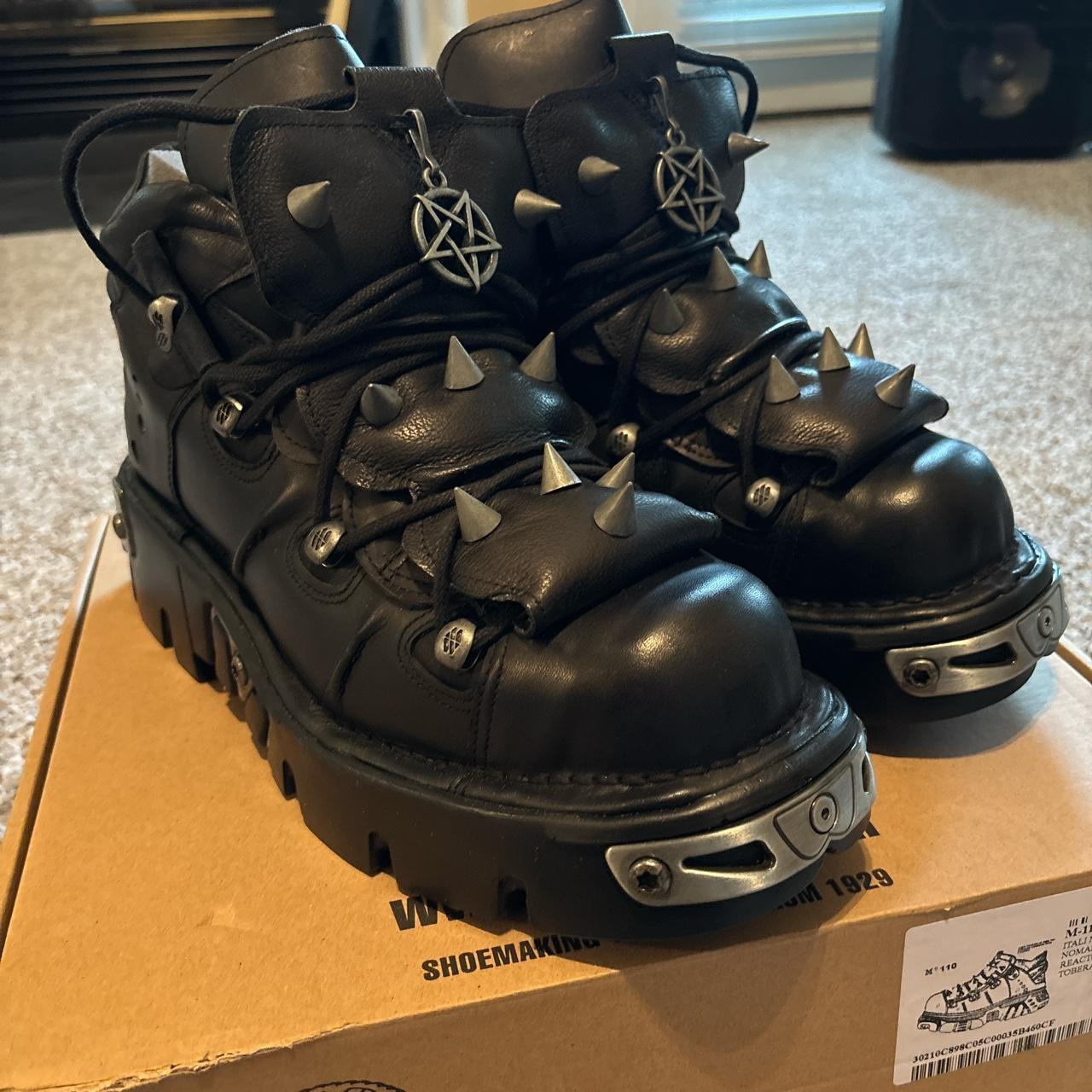 new rock spike pentagram platform boots size 12... - Depop