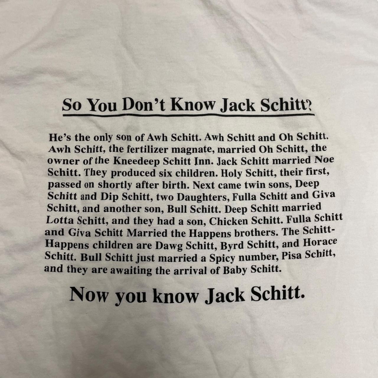 Early 2000's "Jack Schitt" comical spell out tee... - Depop