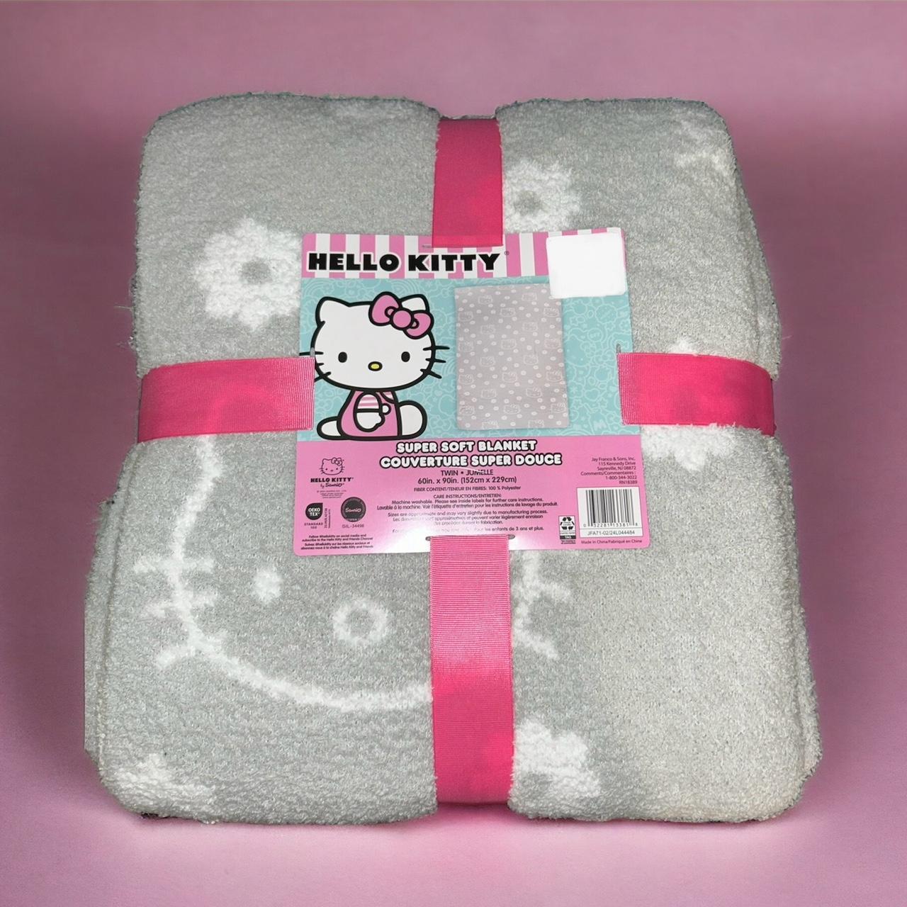 Hello Kitty Knit Grey Twin Throw Blanket New Twin... - Depop