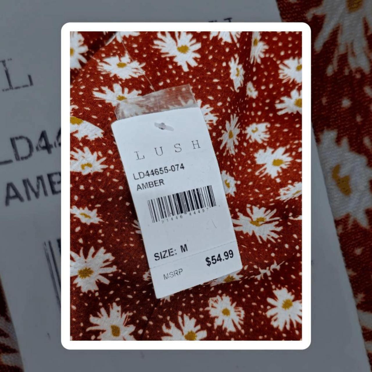 Lush Women's Daisy Print Mini Dress, Medium, Rust... - Depop