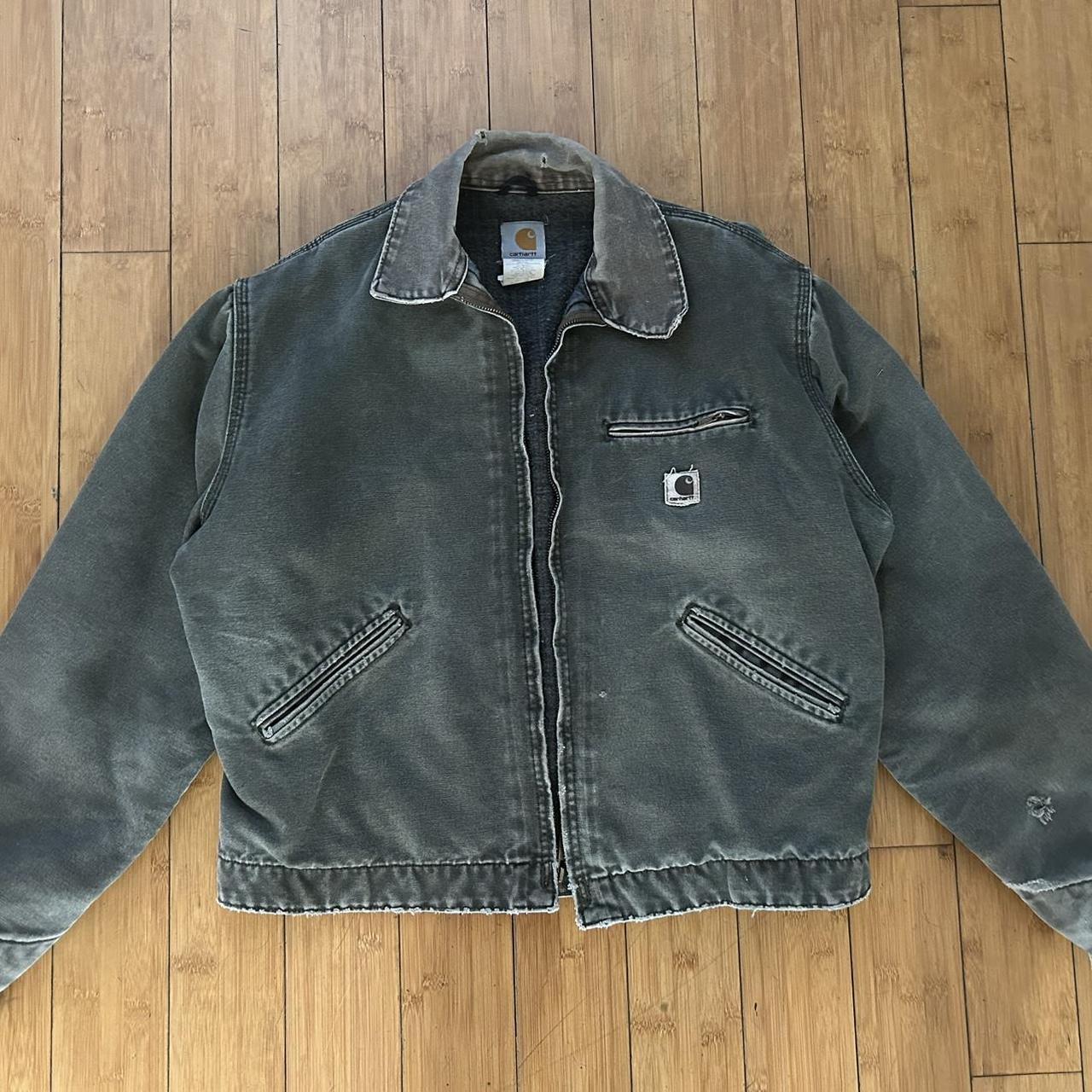 Vintage J97 Carhartt Detroit jacket in grayish green... - Depop