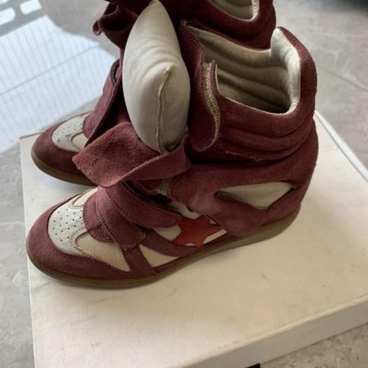 Isabel Marant High Top Suede Wedge Sneakers Red... - Depop