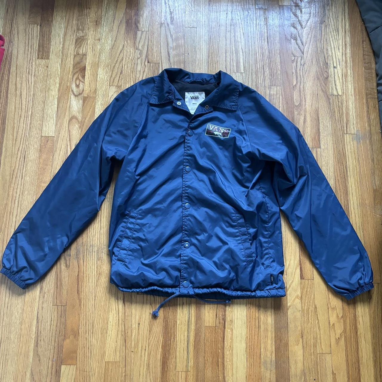 Blue Windbreaker by Vans - Depop