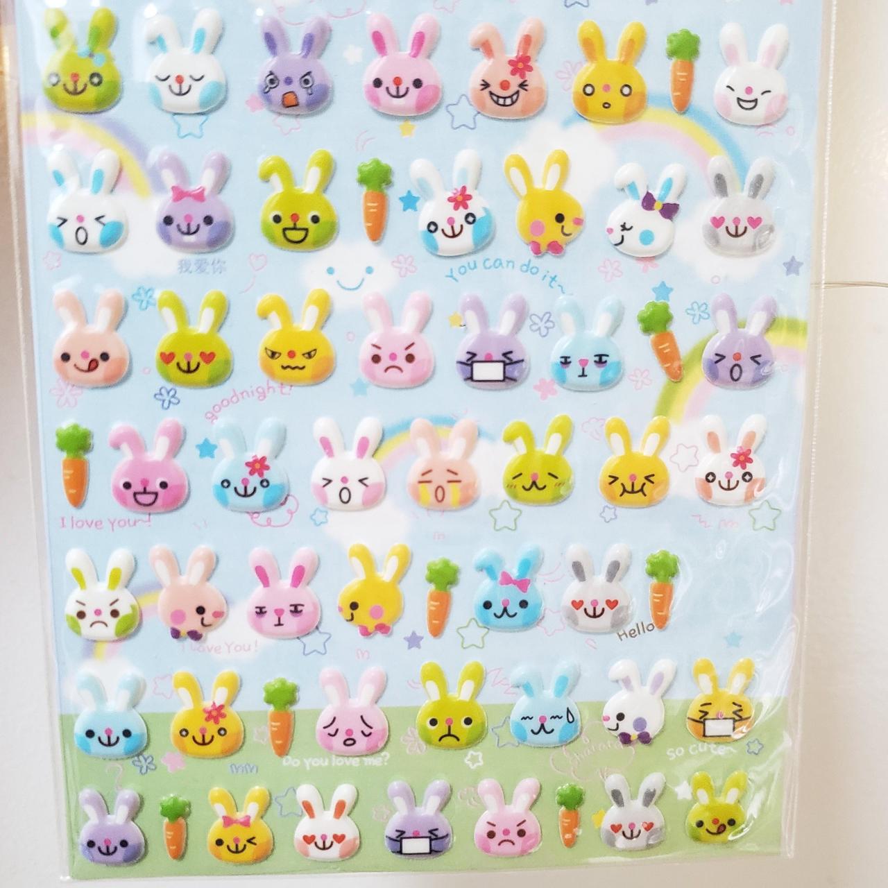 Puffy Rabbit Emoji Sticker Sheet Super cute bunny... - Depop