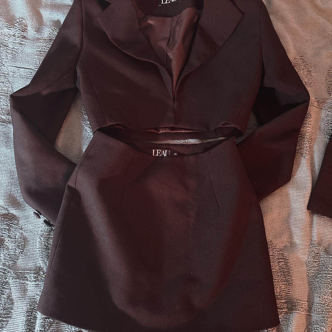 Leau cropped Blazer and mini skirt set office siren y2k | Depop