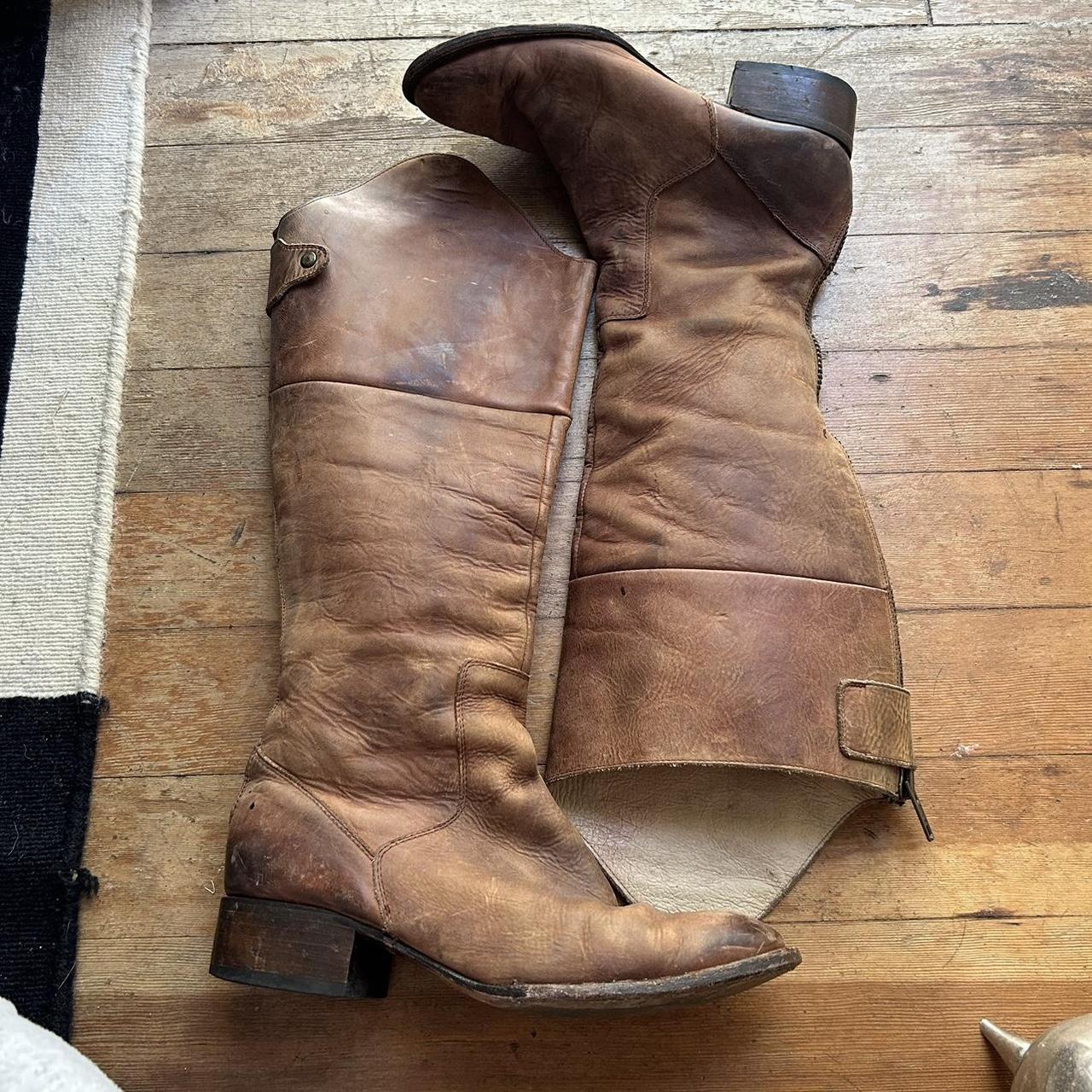 Freebird knee high brown leather boots, women’s size... - Depop