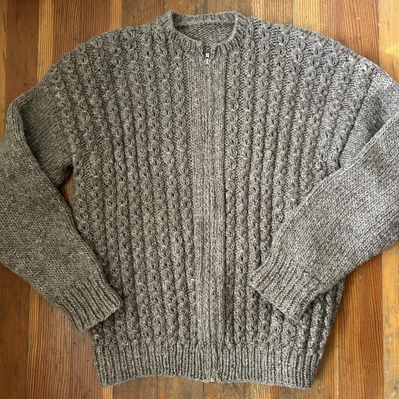 Gorgeous hand knit wool sweater with zipper closure.... - Depop