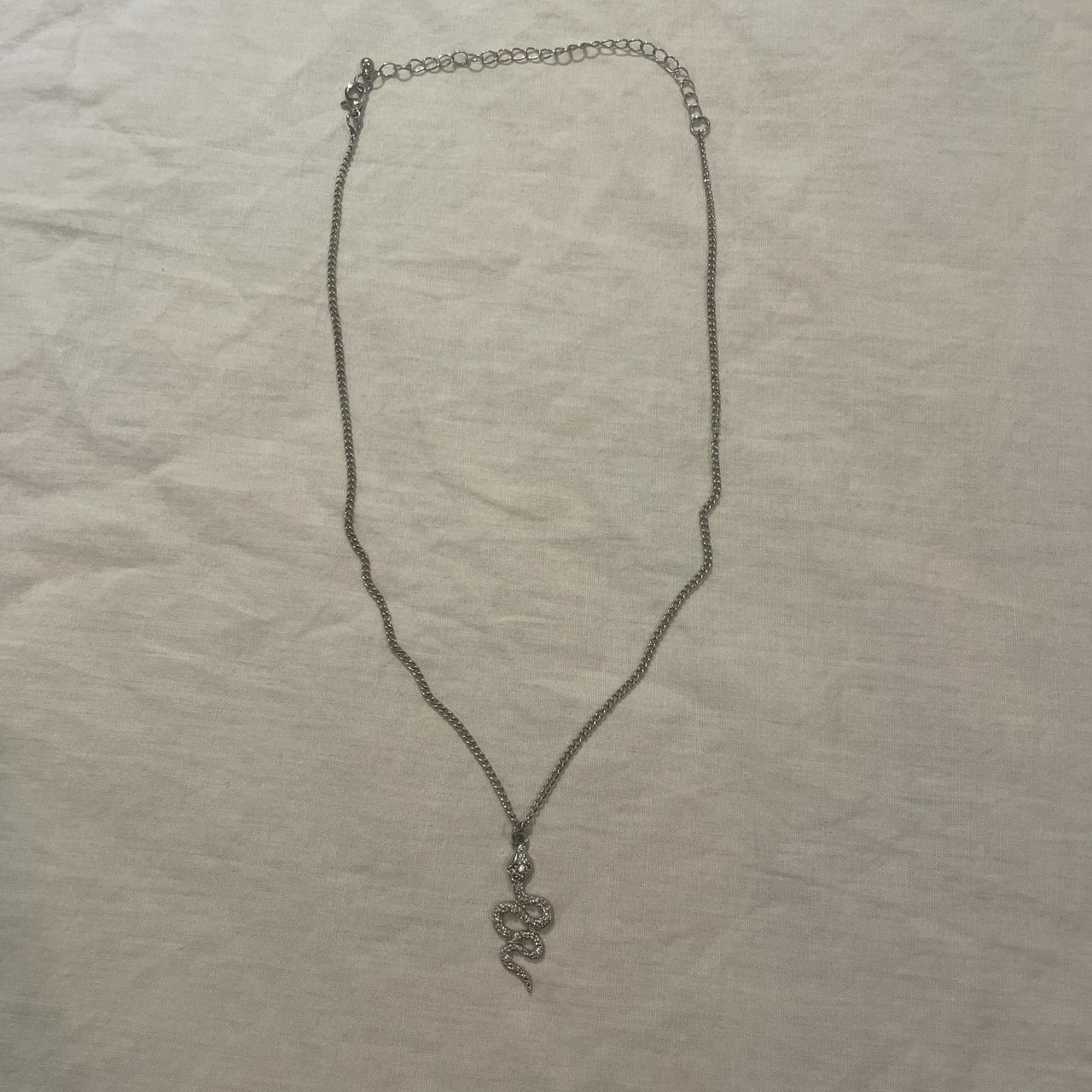 snake silver chain necklace - Depop