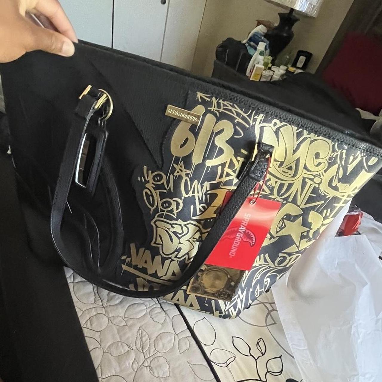 Brand New Gold / Black Sprayground Tote Very Spacious! - Depop