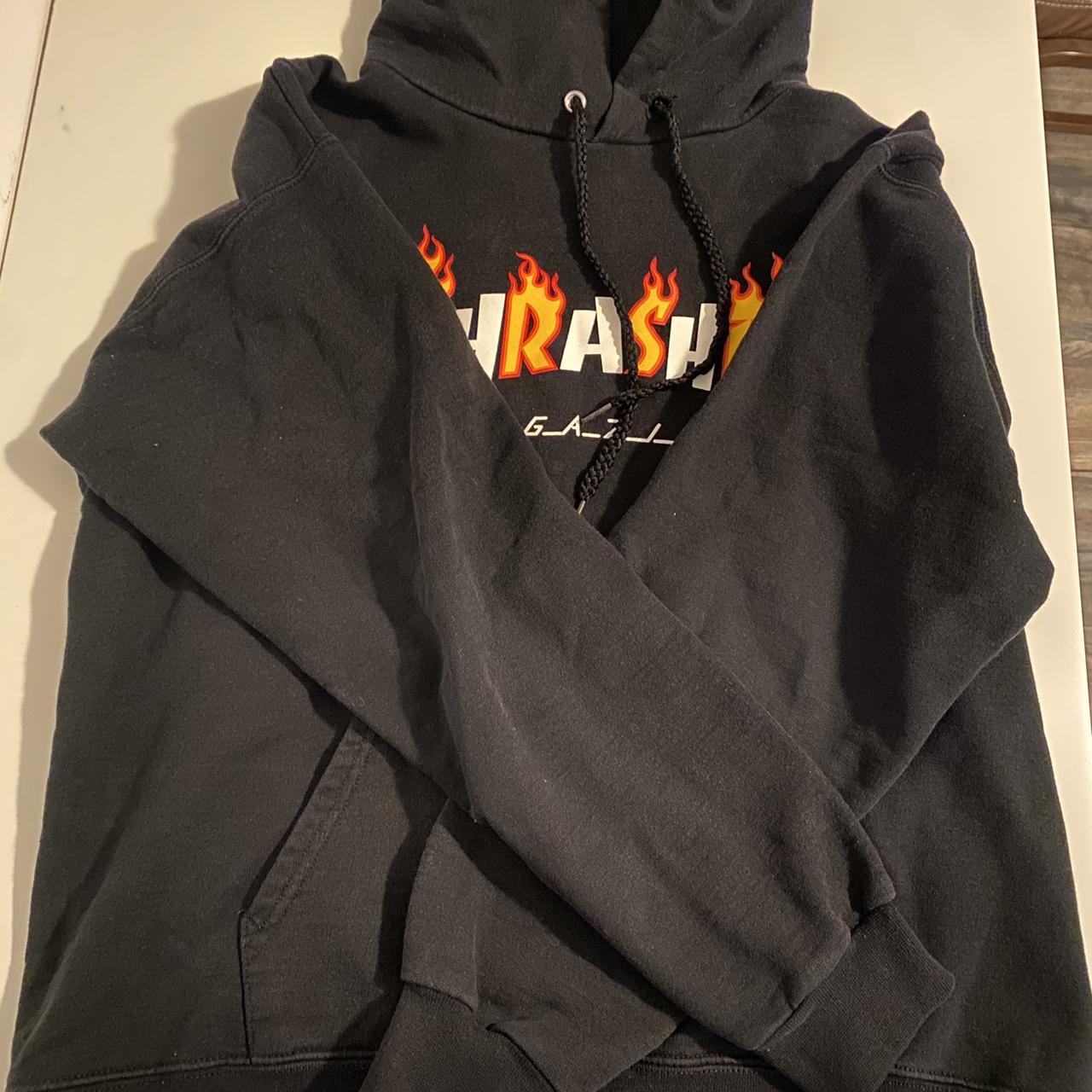 Black trasher hoodie - Depop