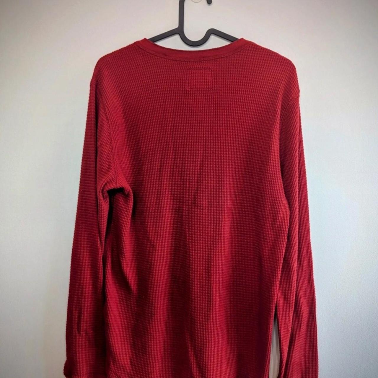 Abercrombie & Fitch red Henley waffle top with... - Depop