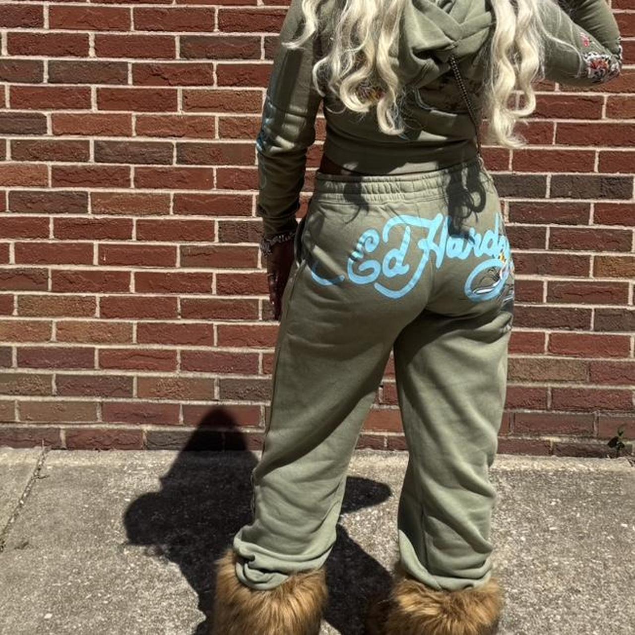 green ed hardy set pants medium jacket small | Depop