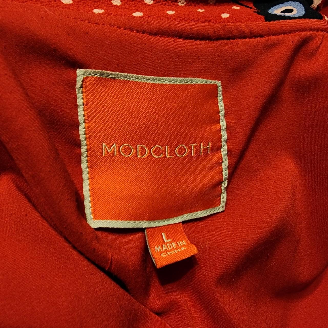 Modcloth red and blue wrap dress L worn once *smoke... - Depop