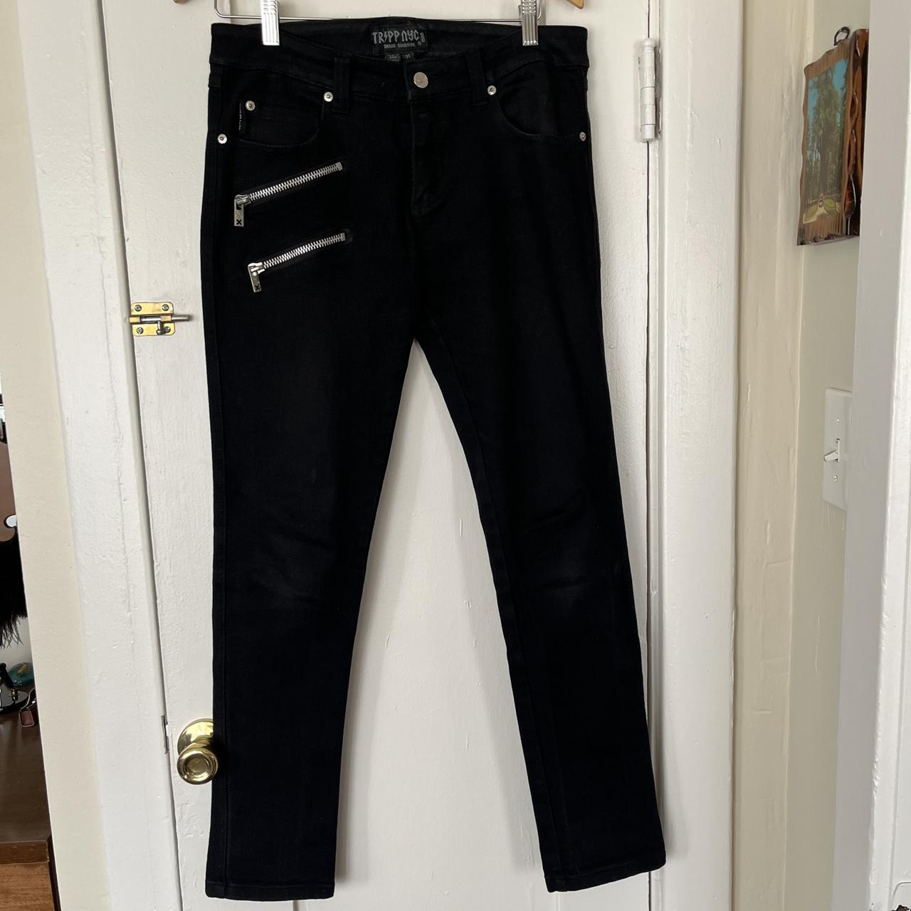 Tripp NYC black jeans with zippers Pegged tapered... - Depop