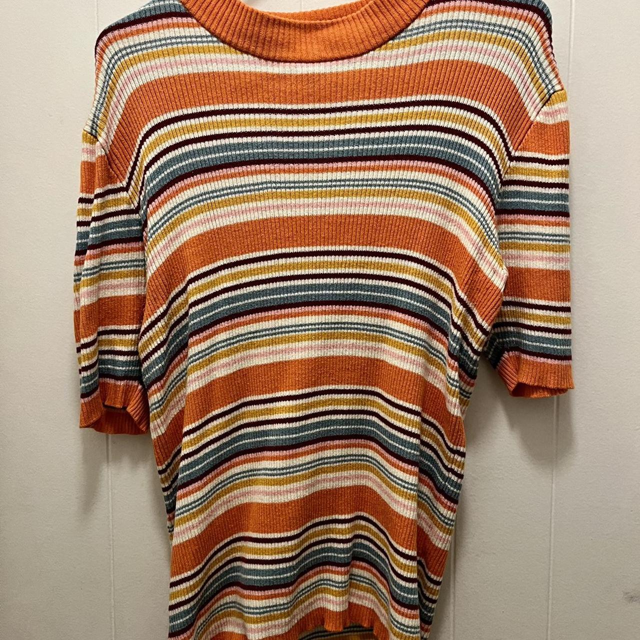 Modcloth XL orange with stripes 70s style sweater - Depop
