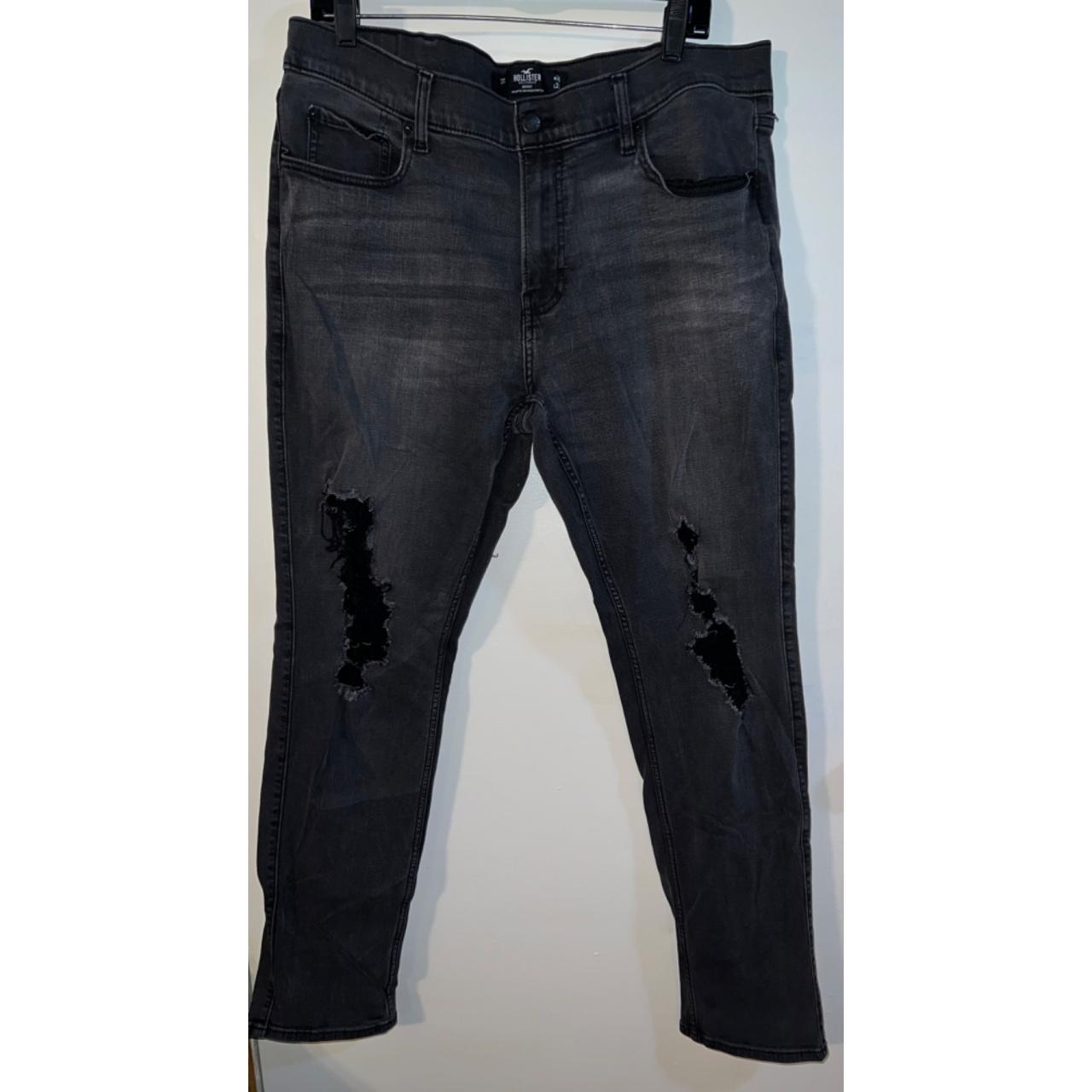 Hollister Mens Slim Fit Black Distressed Jeans Size