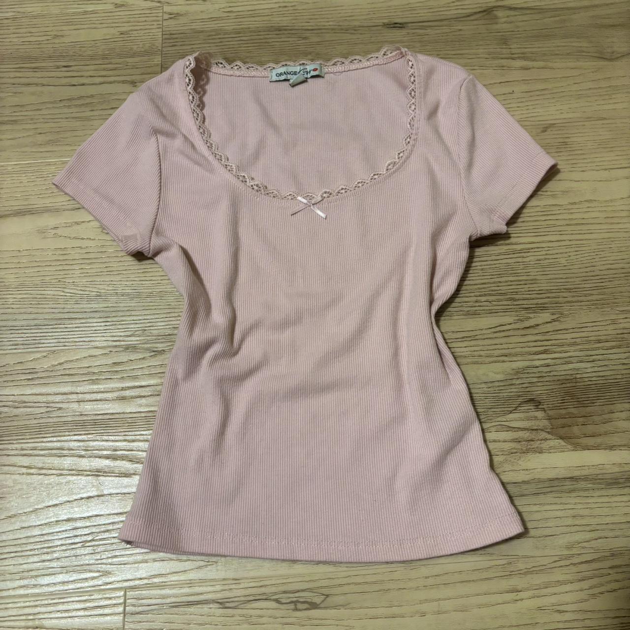 small baby pink lace top | Depop