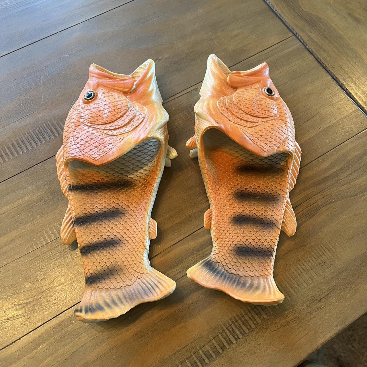 Fish slippers. Size 6. Good used condition - Depop