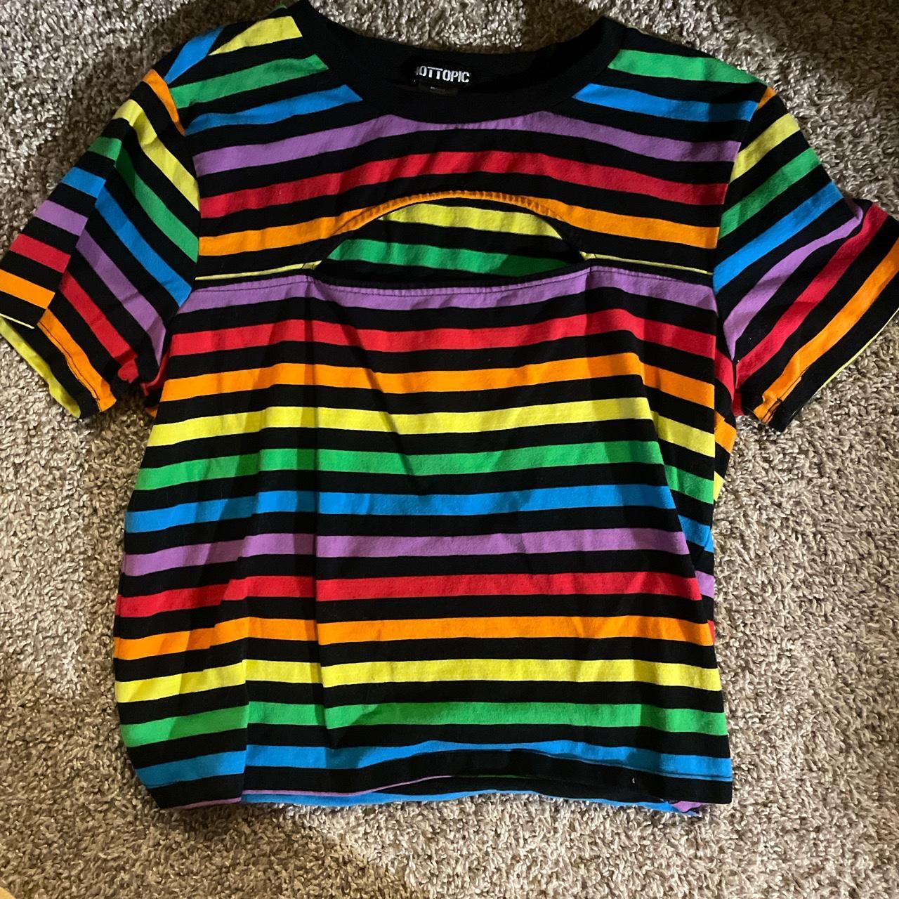 Hot Topic rainbow pride cutout top, cuts just under... - Depop