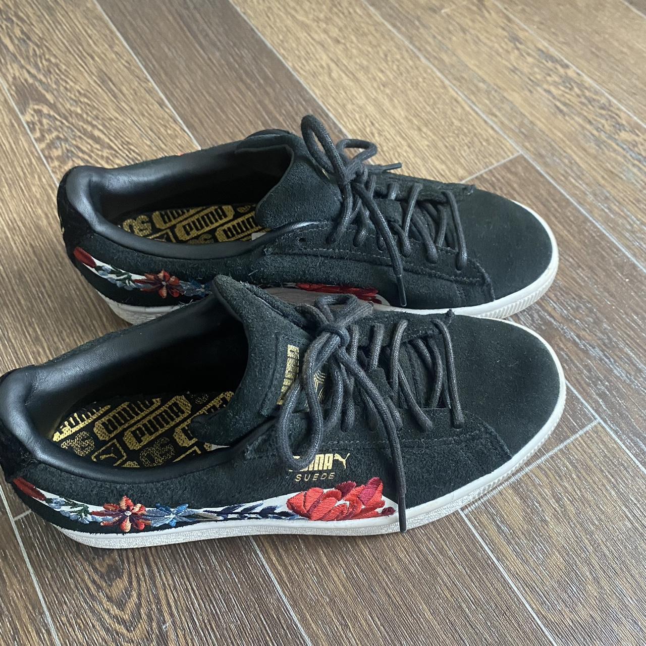 50th anniversary puma shoes Floral embroidery on... - Depop