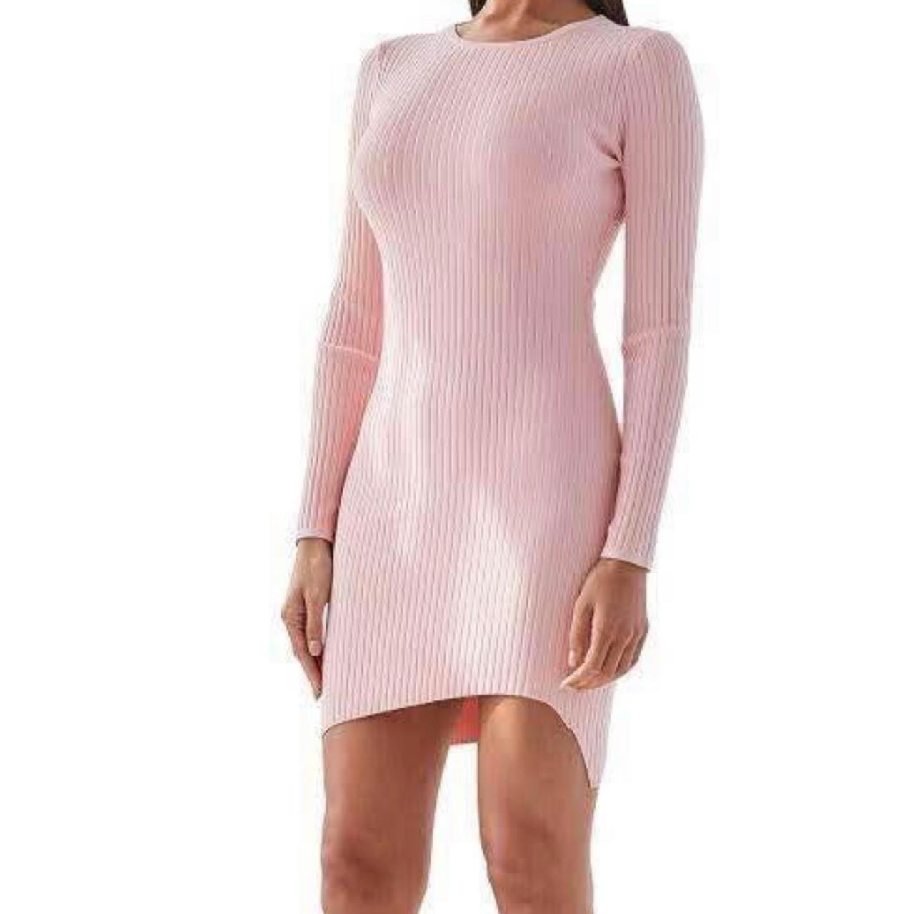 By Johnny Pink Ribbed Long Sleeve Dress. Size M.... - Depop