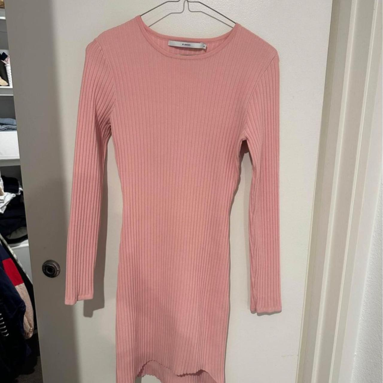 By Johnny Pink Ribbed Long Sleeve Dress. Size M.... - Depop