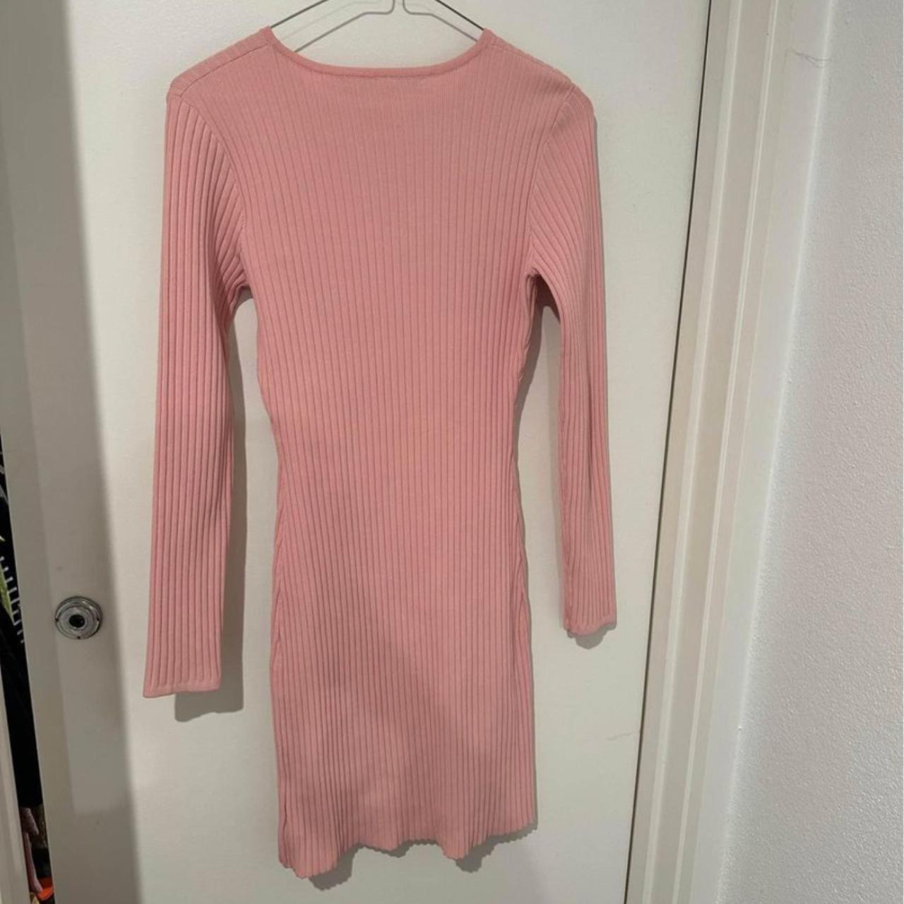 By Johnny Pink Ribbed Long Sleeve Dress. Size M.... - Depop
