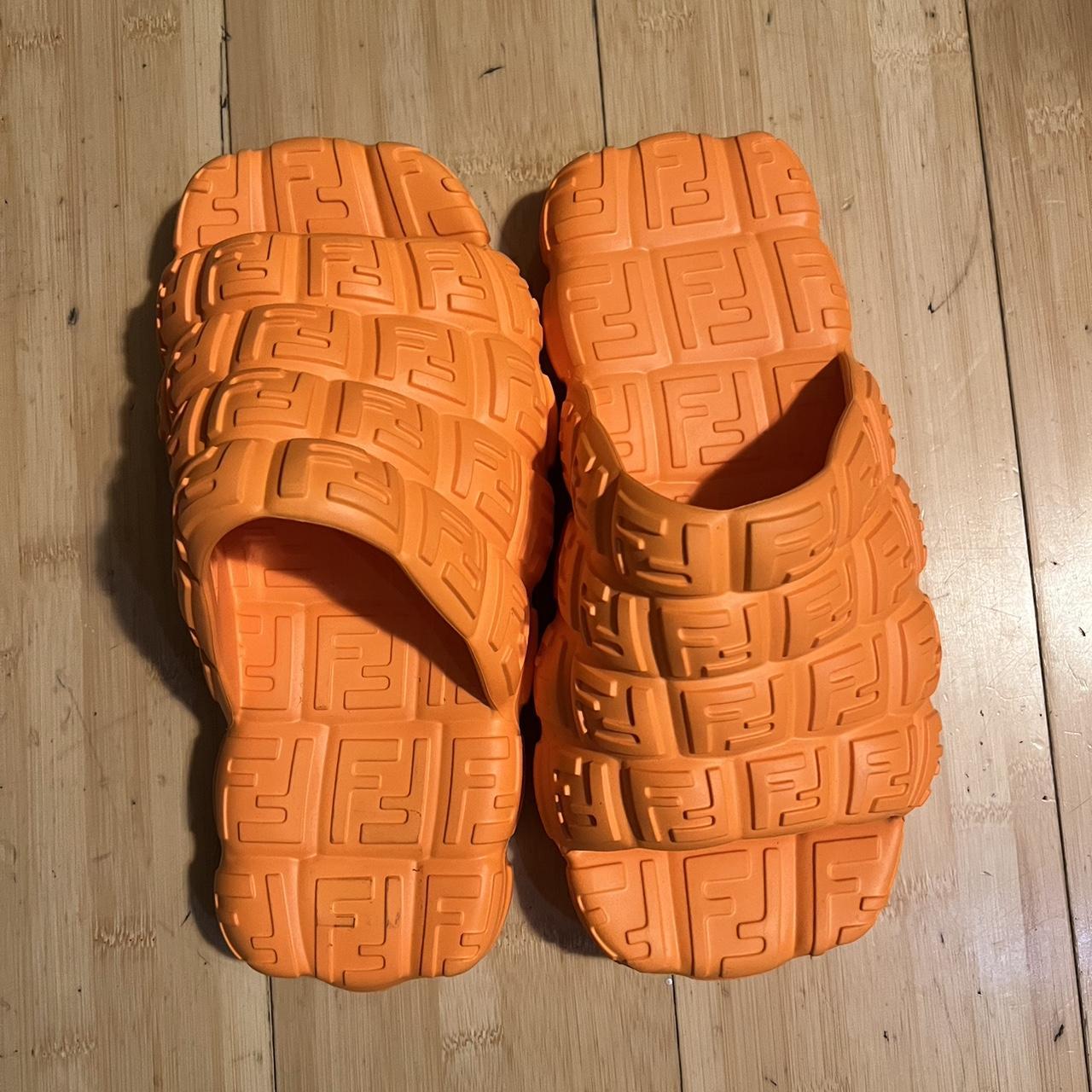 Orange fendi slides - Depop