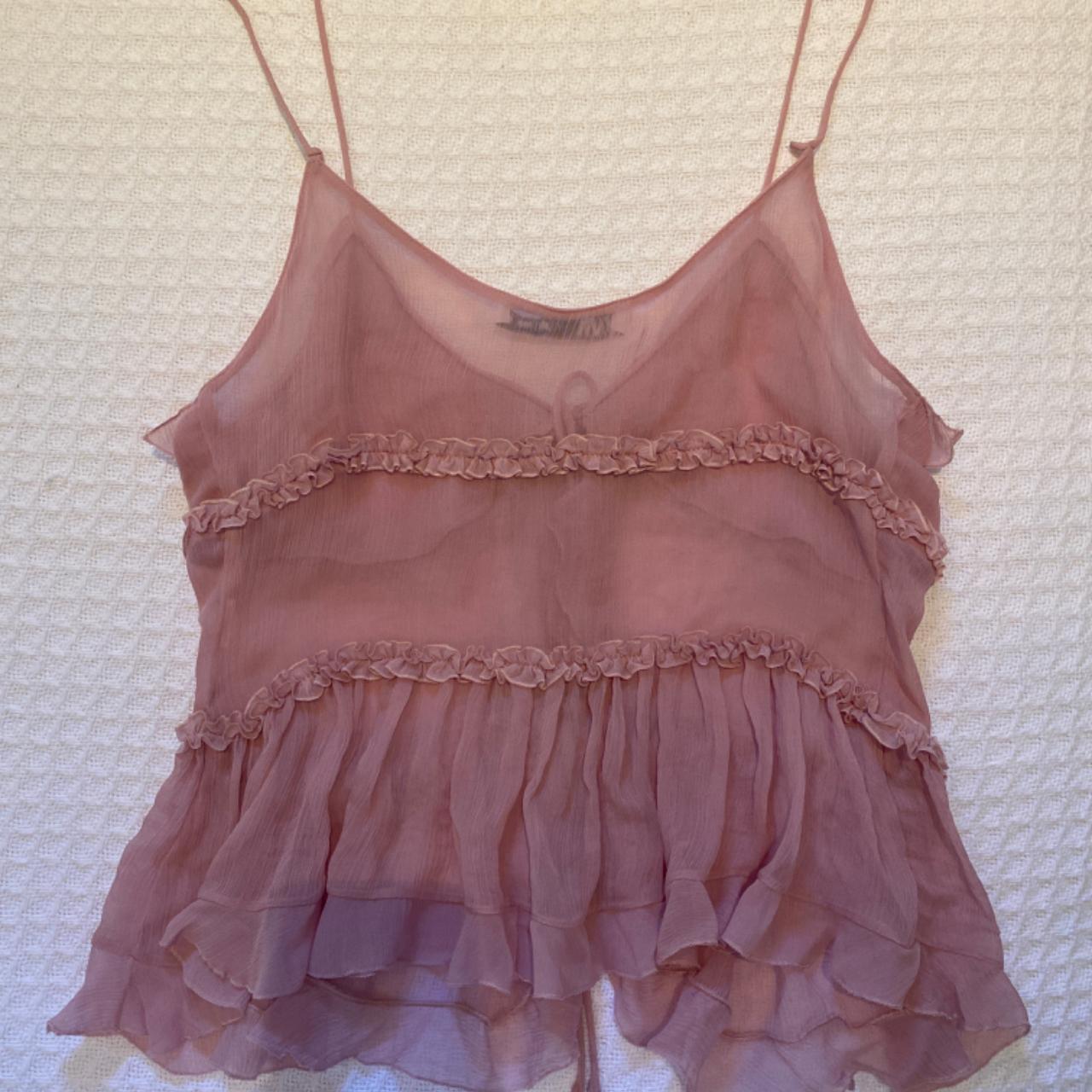 Zara sheer silky top Size s - Depop