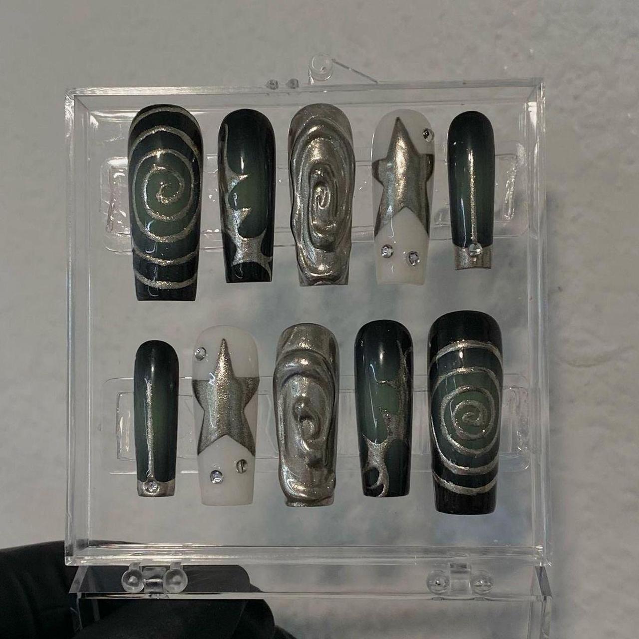 custom nail sets😽😽 (press ons!) all i ask is you... - Depop