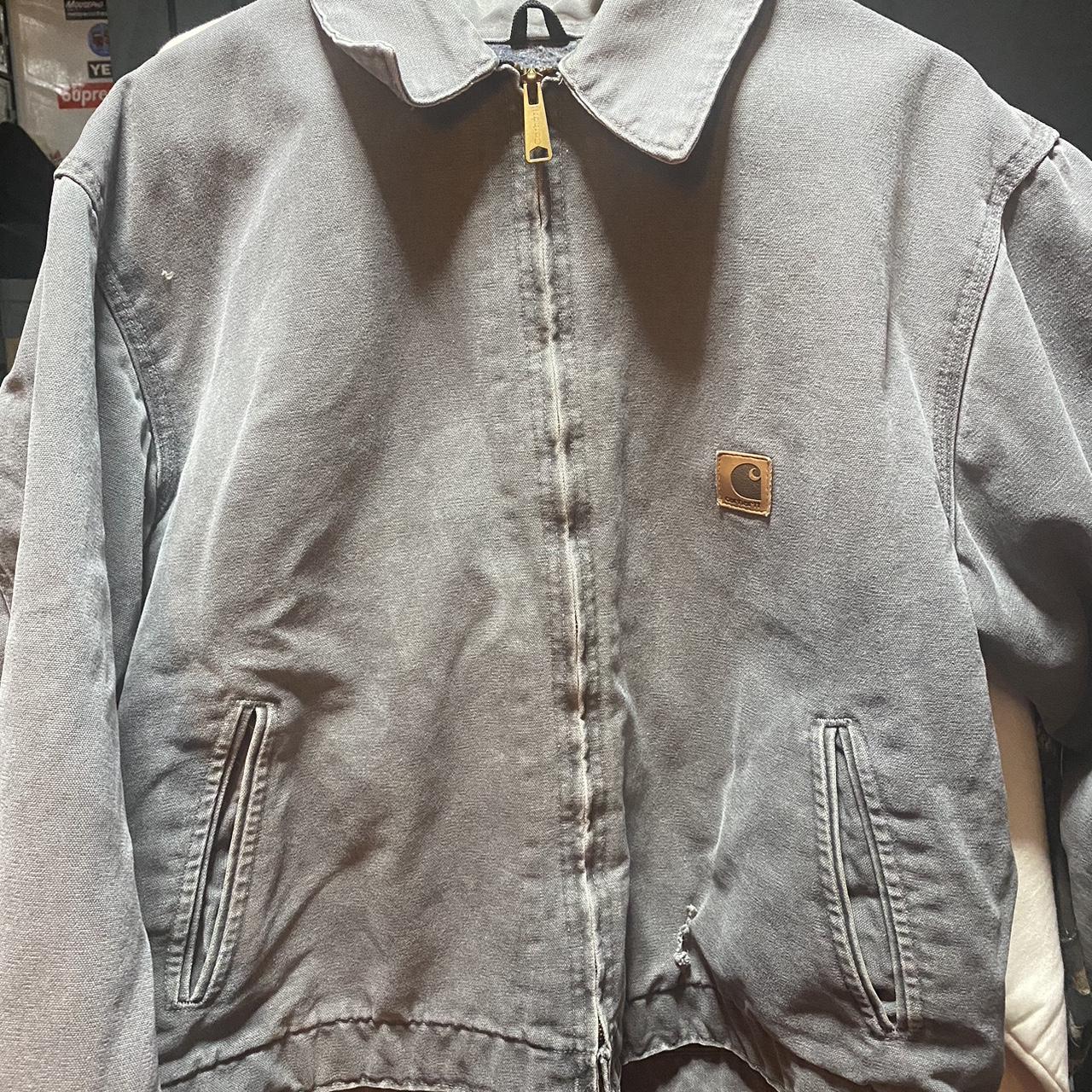 Grey Carhartt Detroit jacket Flaws shown in... - Depop