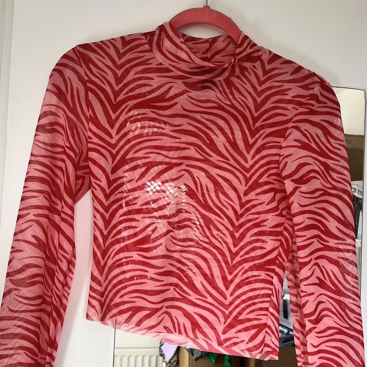 Primark pink and red mesh top Size XS - Depop