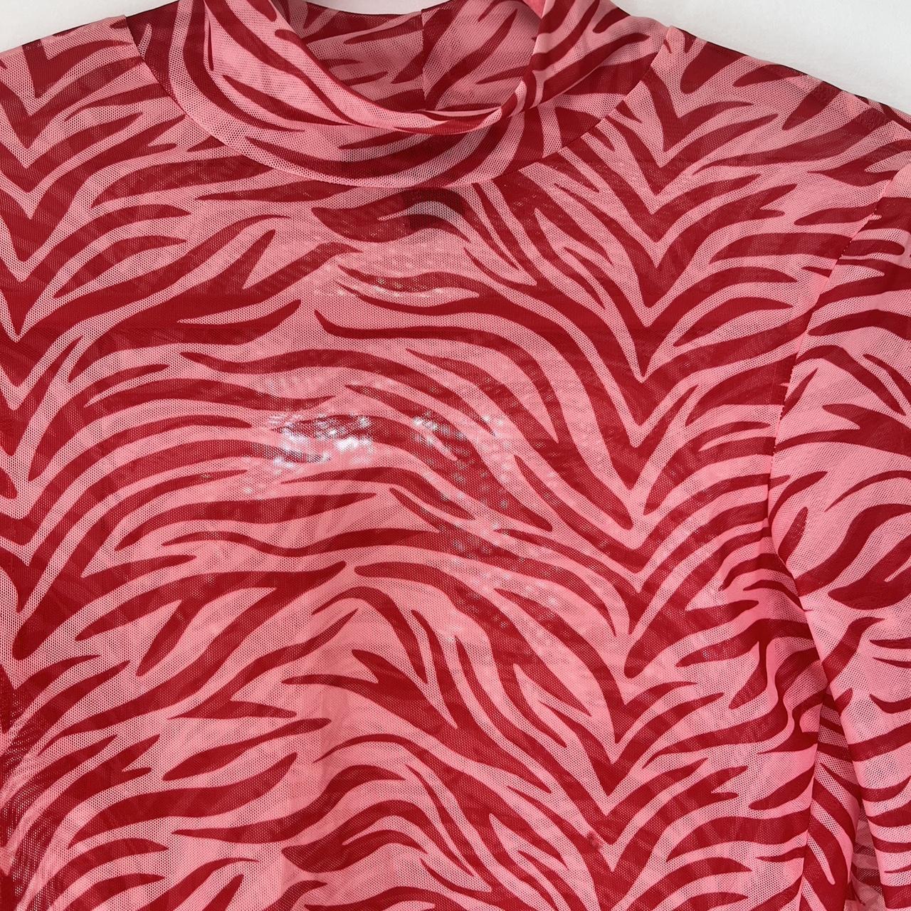 Primark pink and red mesh top Size XS - Depop