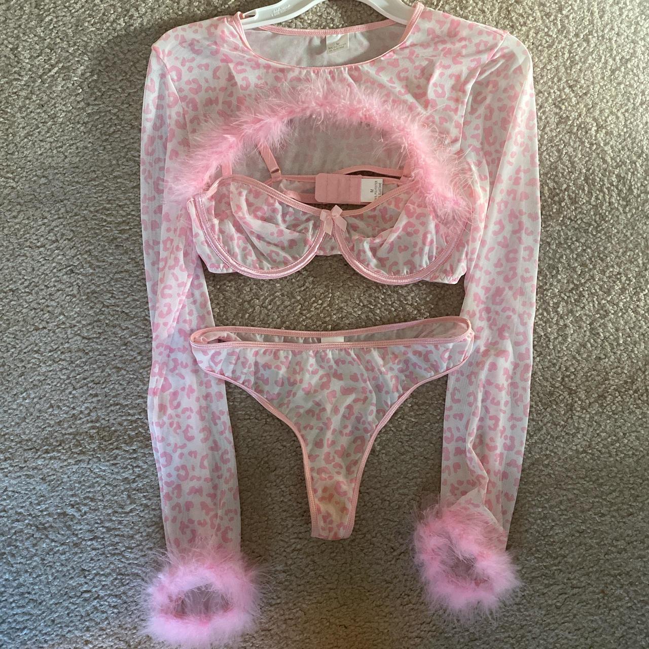 Pink seethru lace rave set #iheartraves #rave... - Depop
