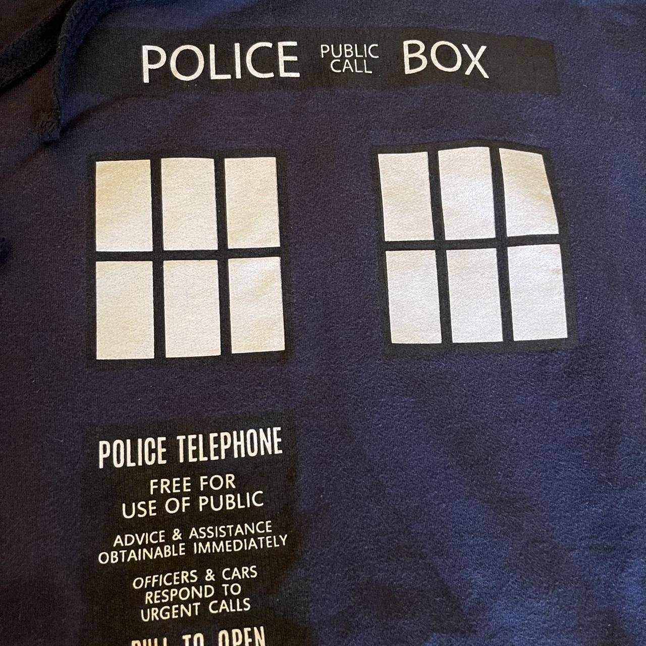 Doctor Who -Ripple Junction Police Box navy hoodie... - Depop