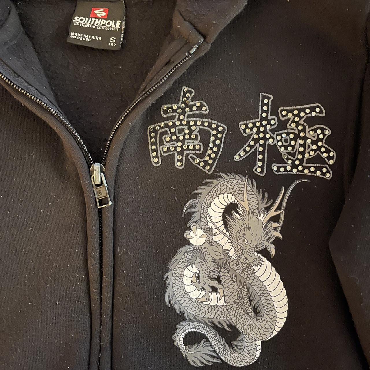 Southpole Black with dragon embroidery kids zip up... - Depop