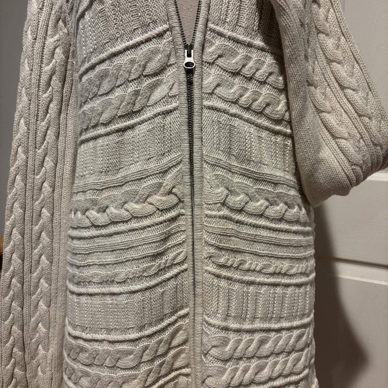 🪲 vintage whimsical y2k cable-knit zip up jacket... | Depop