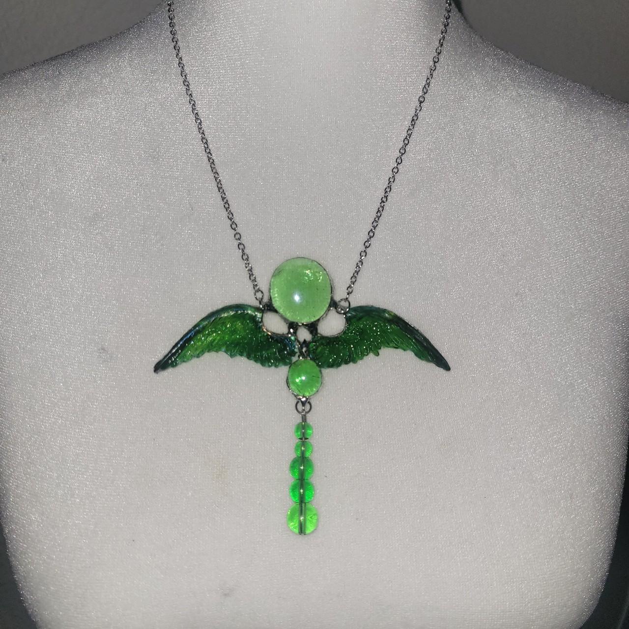Green Caduceus necklace Soft soldered Approx 16" chain | Depop