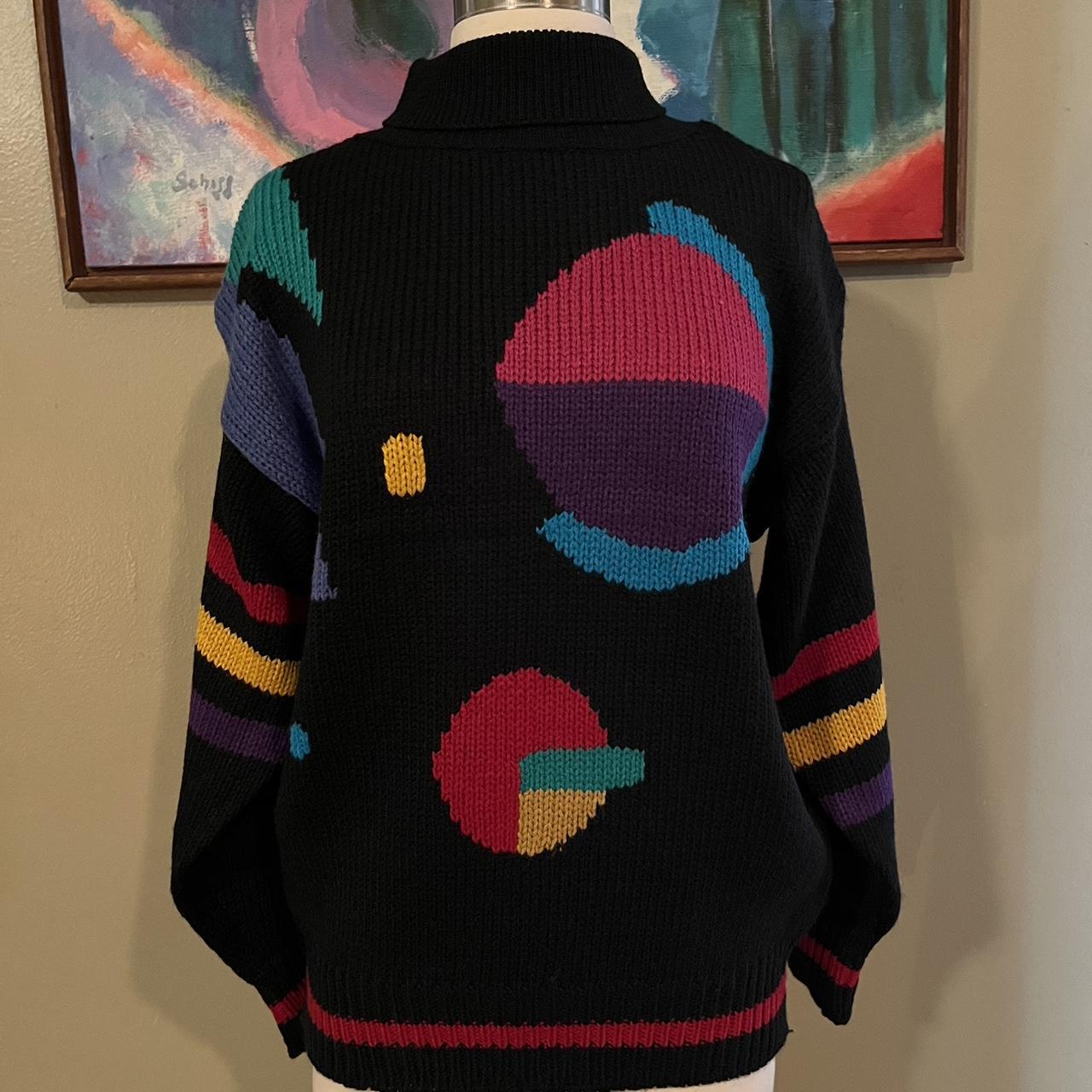 Funky, geo/abstract print turtleneck sweater.... - Depop