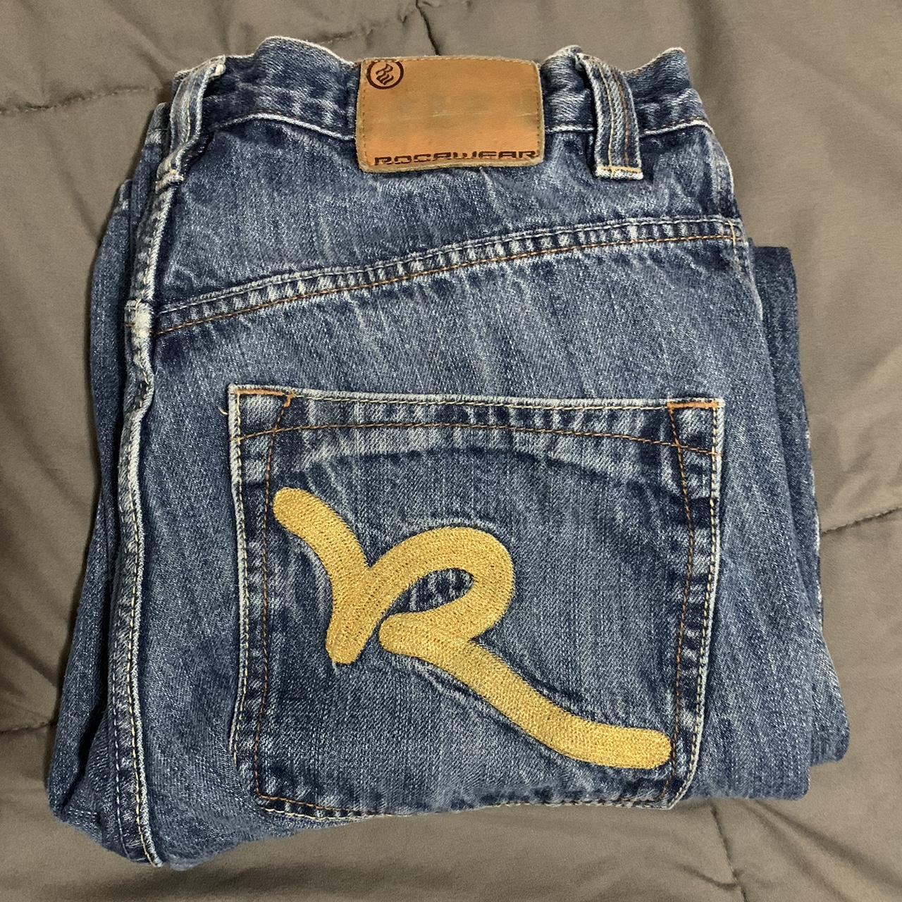 Vintage Rocawear Denim with embroidered... - Depop