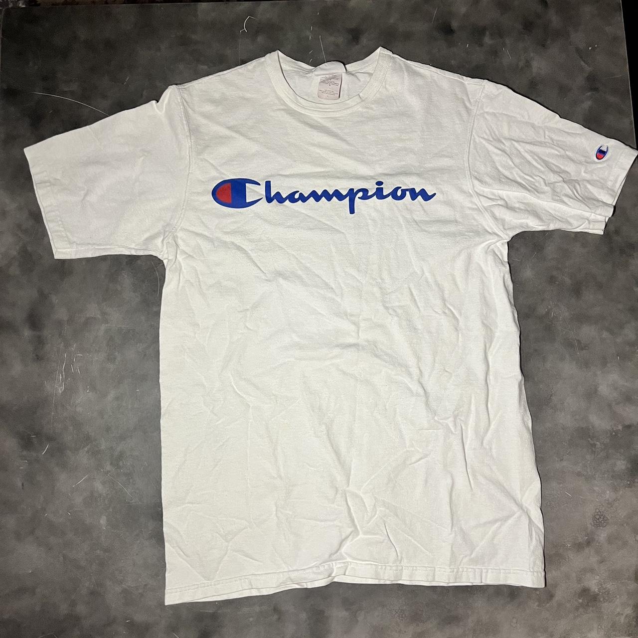 Retro Champion Tee -size large - color white - no... - Depop