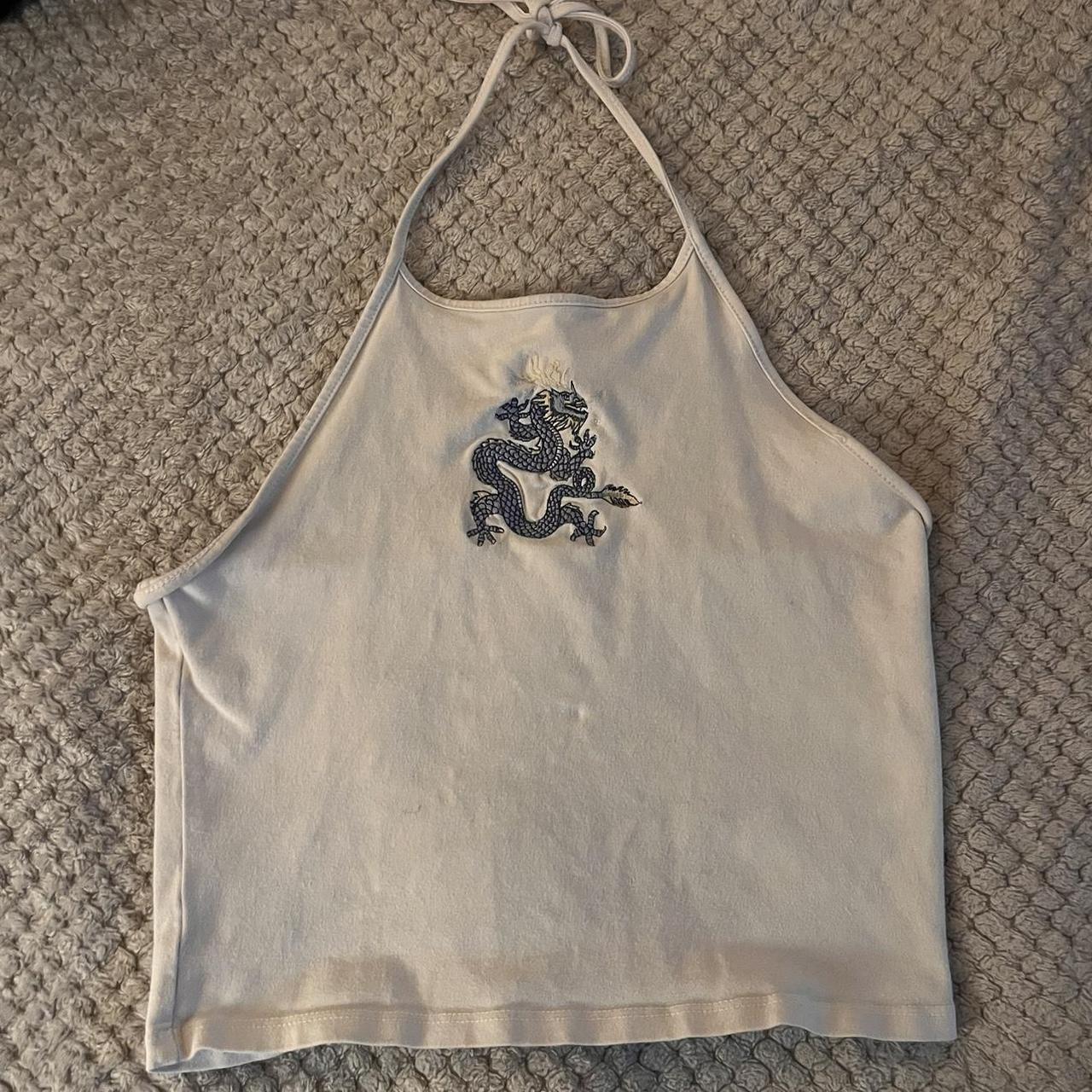 Brandy white embroidered halter top Only been worn... - Depop