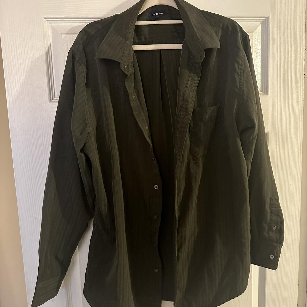 green button down loved to use as a throw over in... - Depop