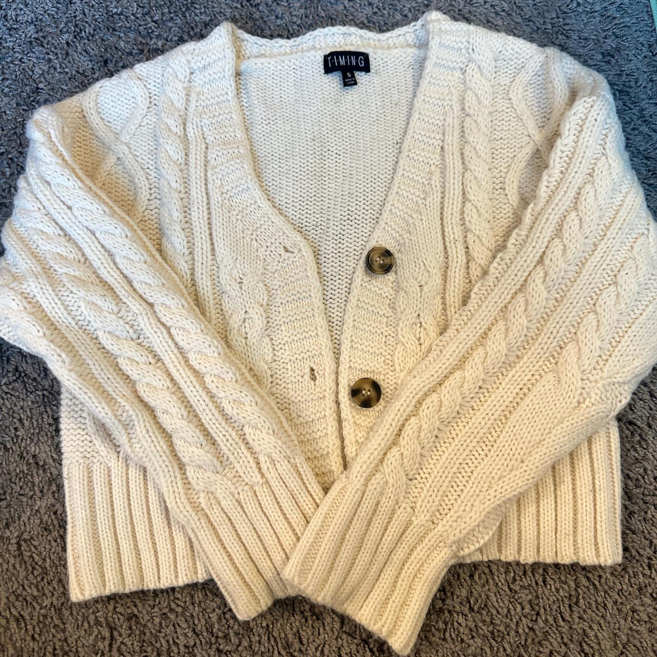 Cream cable knit cardigan - never worn - Depop