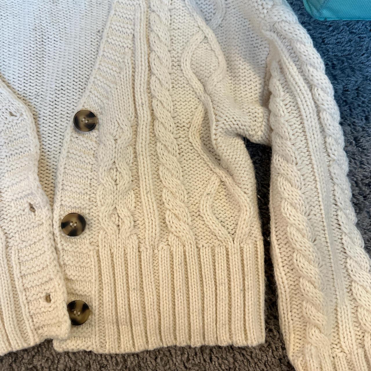 Cream cable knit cardigan - never worn - Depop